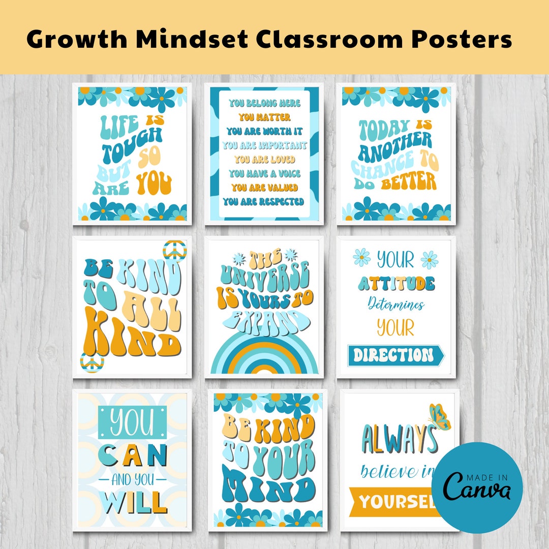 Growth Mindset Editable Classroom Printable Posters Boho - Etsy