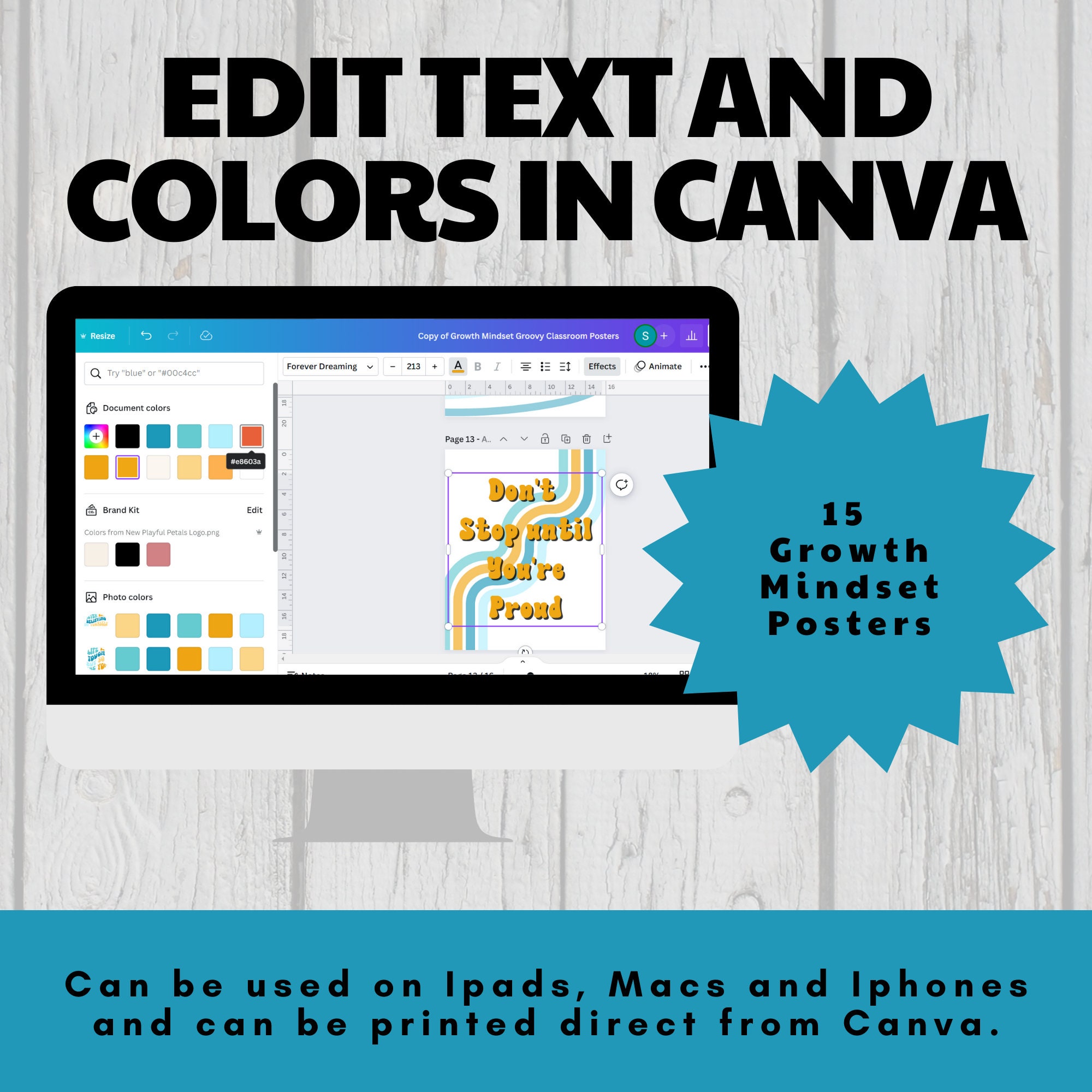 Growth Mindset Editable Classroom Printable Posters Boho - Etsy