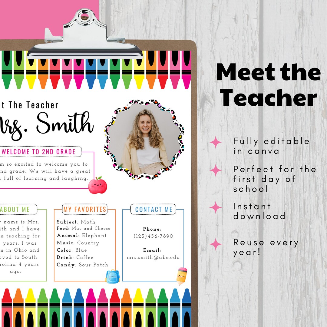 Plantilla Conozca al maestro Maestro editable imprimible - Etsy México