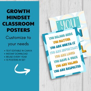 Growth Mindset Editable Classroom Printable Posters Boho - Etsy