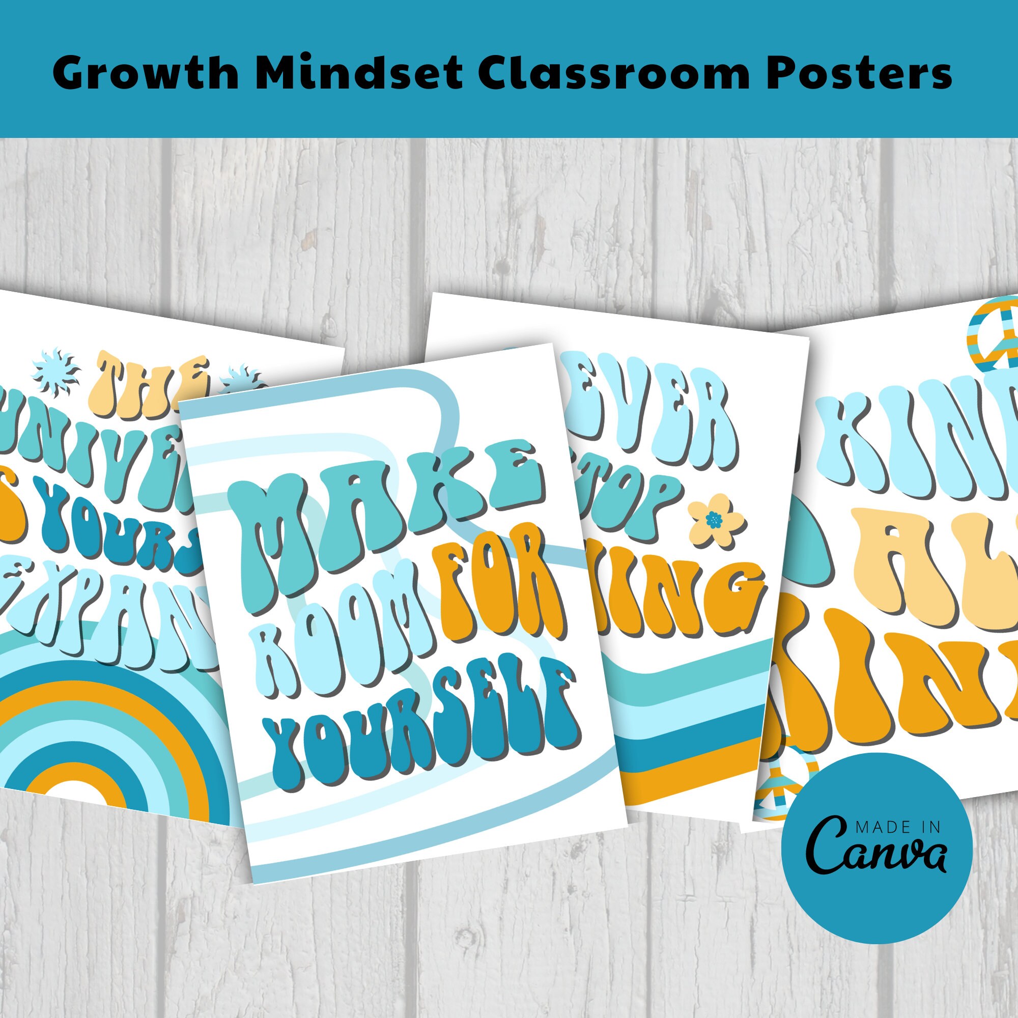 Growth Mindset Editable Classroom Printable Posters Boho - Etsy