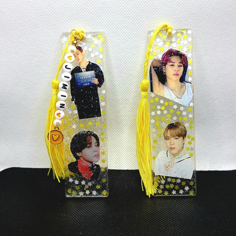 Resin Kpop Bookmark: Glitter Accent, Tassel, Army Gift - Etsy