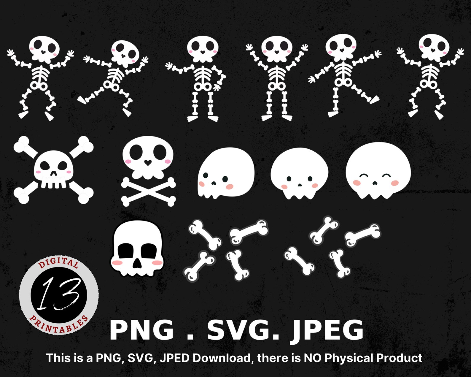 Cute Skeleton Bundle Svg, Skeleton for Kids, Halloween Skeleton Svg ...