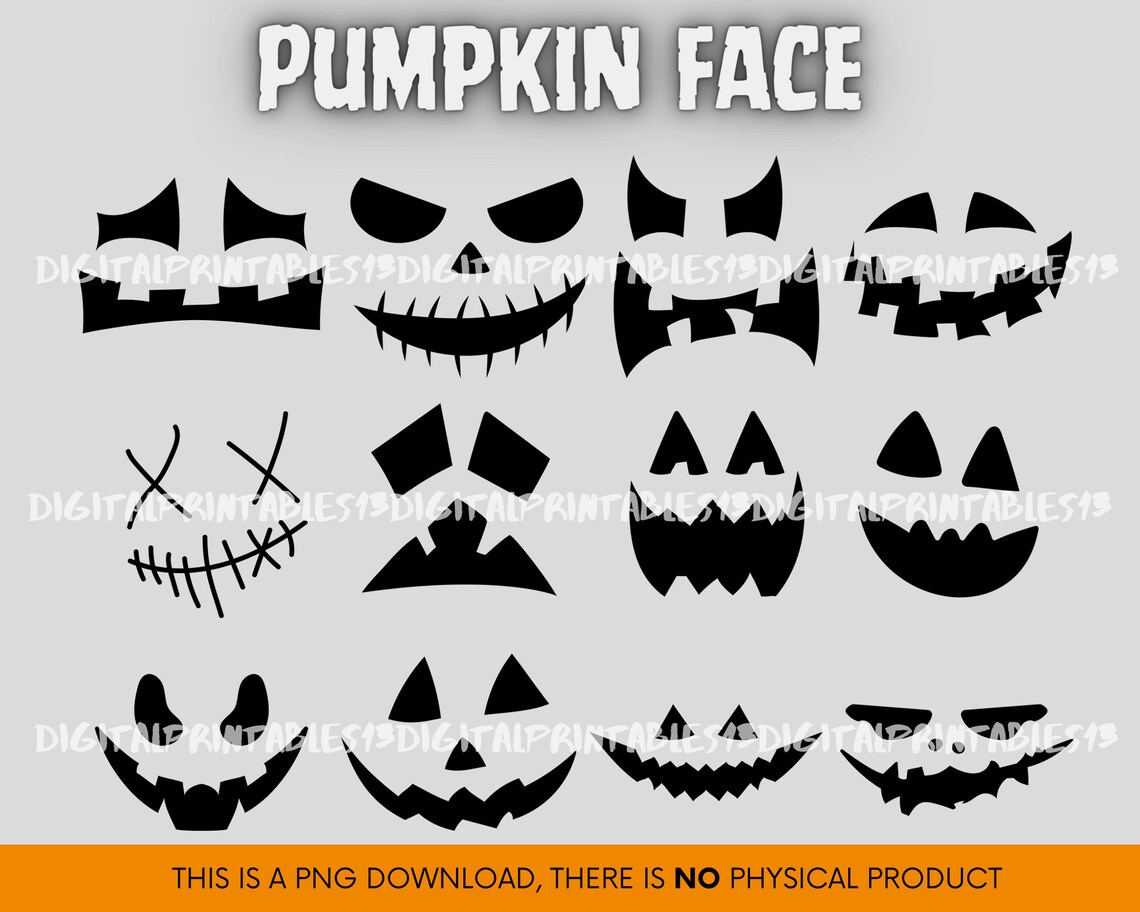 Pumpkin Faces Bundle SVG Halloween Clipart Jack-o' - Etsy