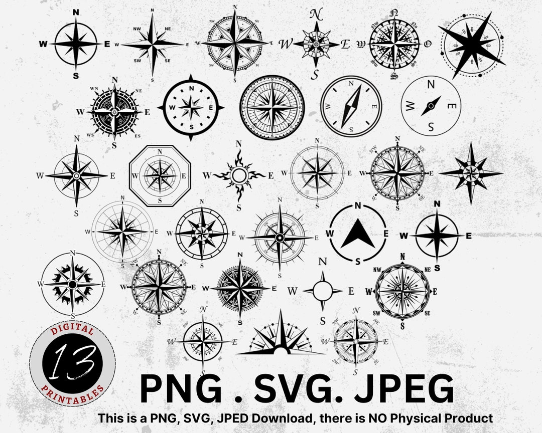 Compass SVG Bundle, Compass Clipart, Compass Silhouette, SVG for Cricut ...