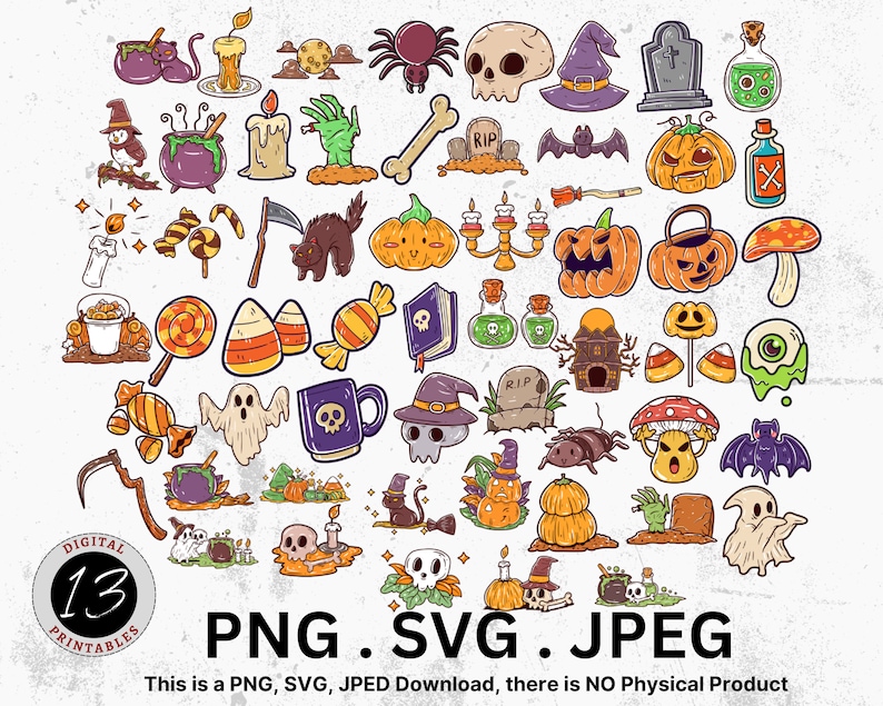 Halloween Clipart Bundle, Halloween PNG, Halloween Bundle, Digital ...