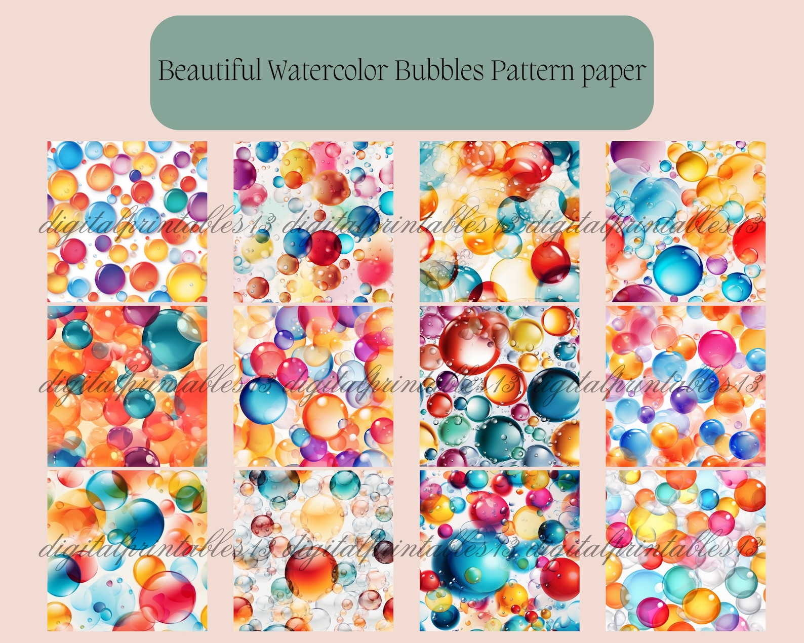 Bubble Digital Paper PNG, Colorful Bubbles, Bubbles Download, Digital ...