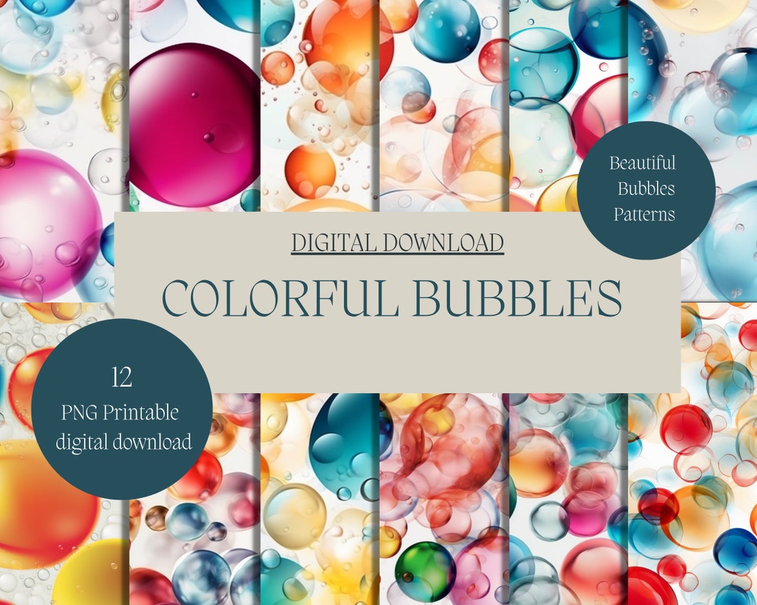 Bubbles Digital Paper PNG, Colorful Bubbles PNG, Digital Download, PNG ...