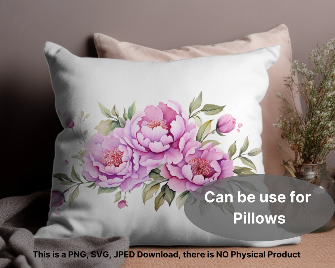 Watercolor Peony Clipart, Floral Clipart, Sublimation Design ...