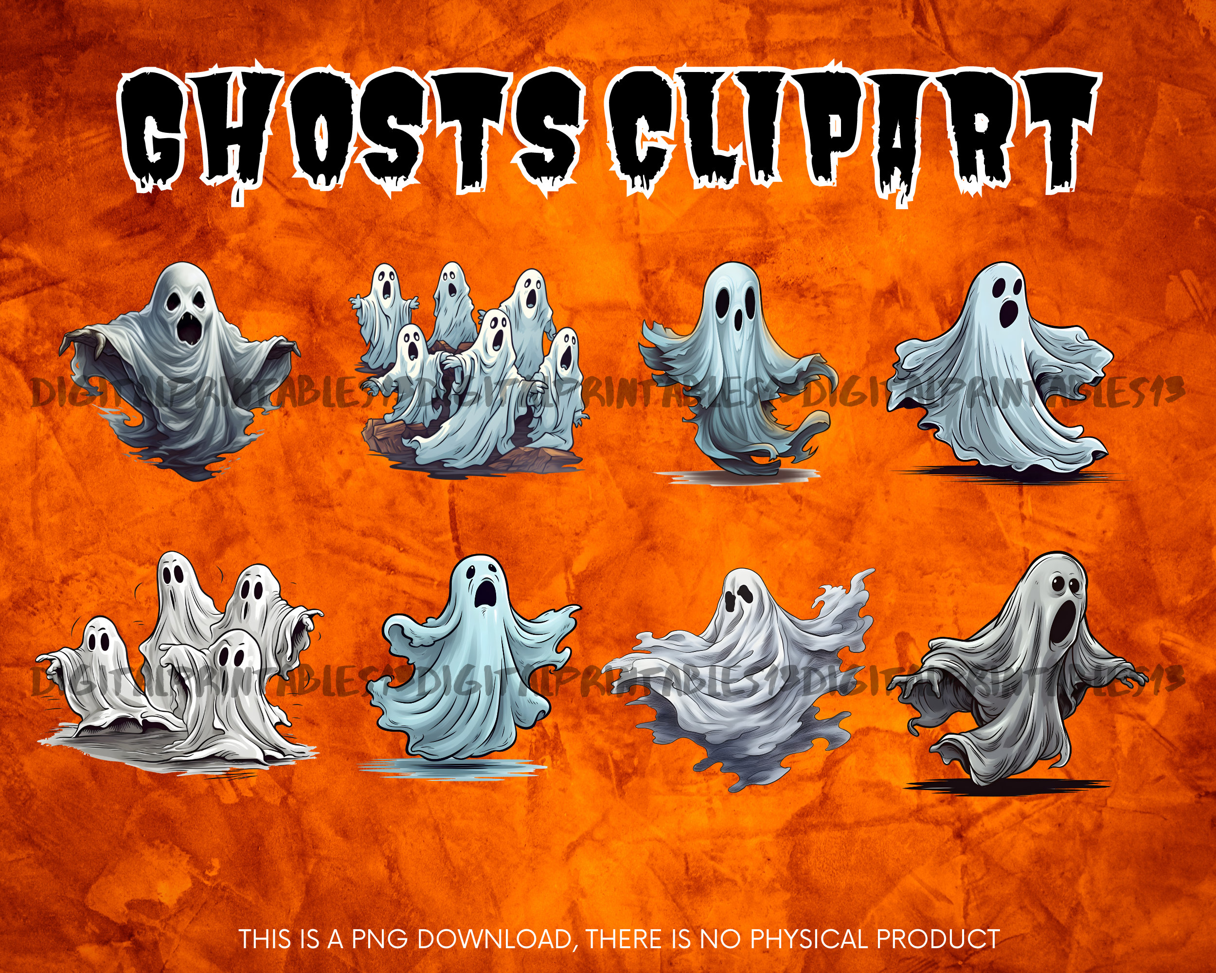 Ghost Bundle Clipart, Halloween Ghost Clipart, Ghost PNG, Halloween ...
