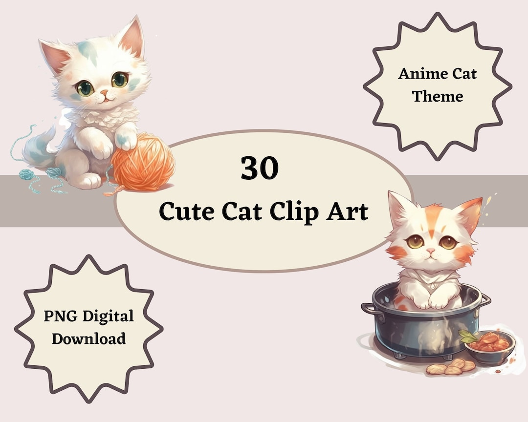 30 Cute Cats Clip Art, Anime Cat, Anime Art, Printable Cats, Cat in ...