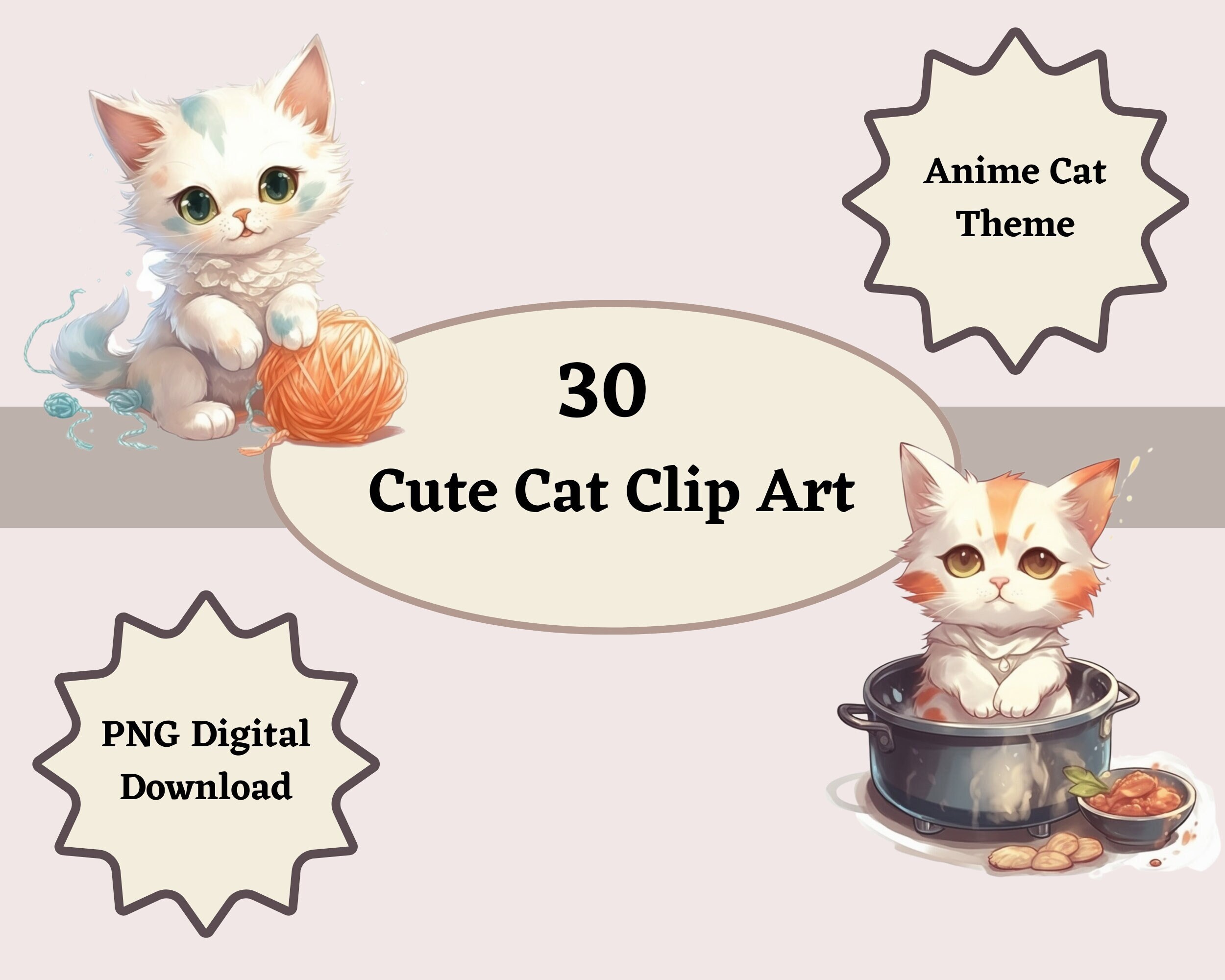 30 Cute Cats Clip Art, Anime Cat, Anime Art, Printable Cats, Cat in ...