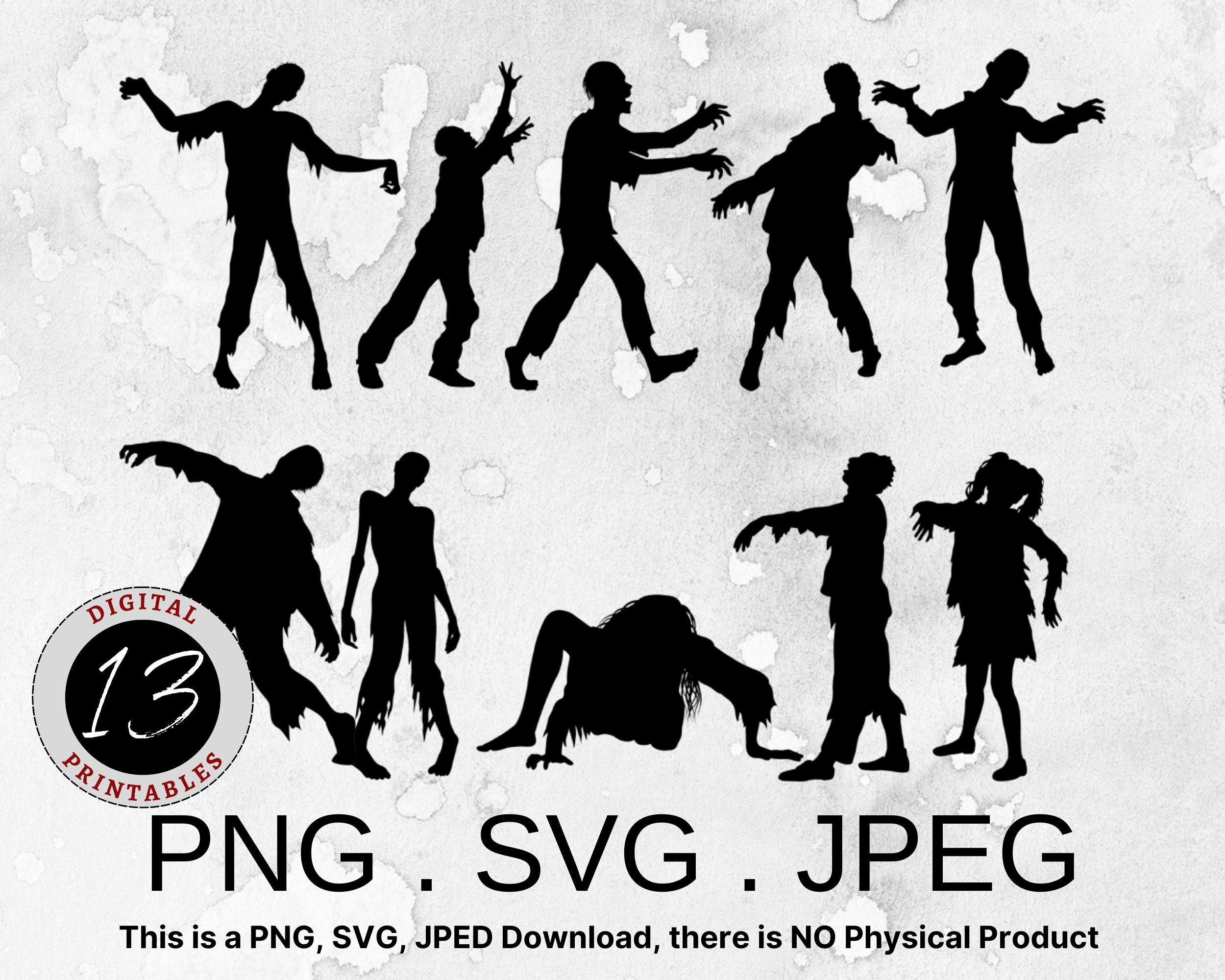 Zombie Bundle Clipart Svg Zombie Silhouette Zombie - Etsy