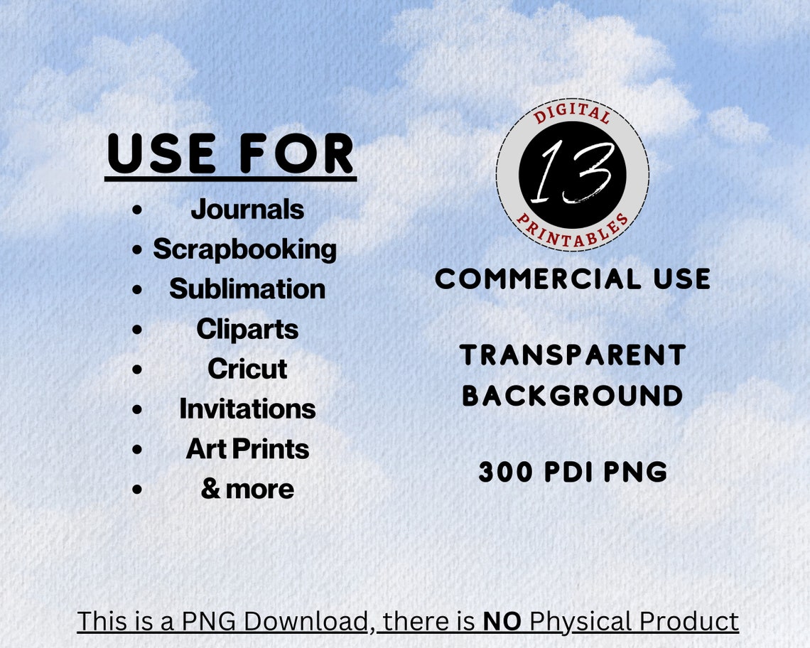 Cloud Clipart Bundle, Digital Clouds, Cloud PNG, Blue Clouds, Clouds ...