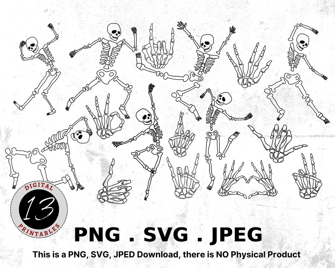 Skeleton Bundle Svg, Halloween Svg, Skeleton Silhouette Svg, Halloween ...