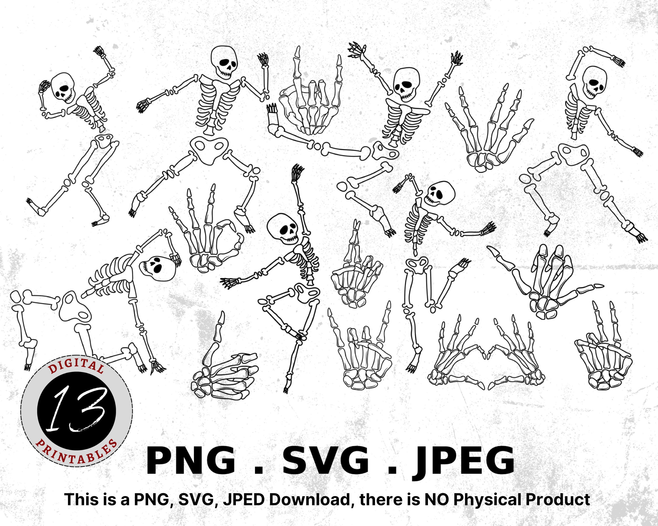 Skeleton Bundle Svg, Halloween Svg, Skeleton Silhouette Svg, Halloween ...
