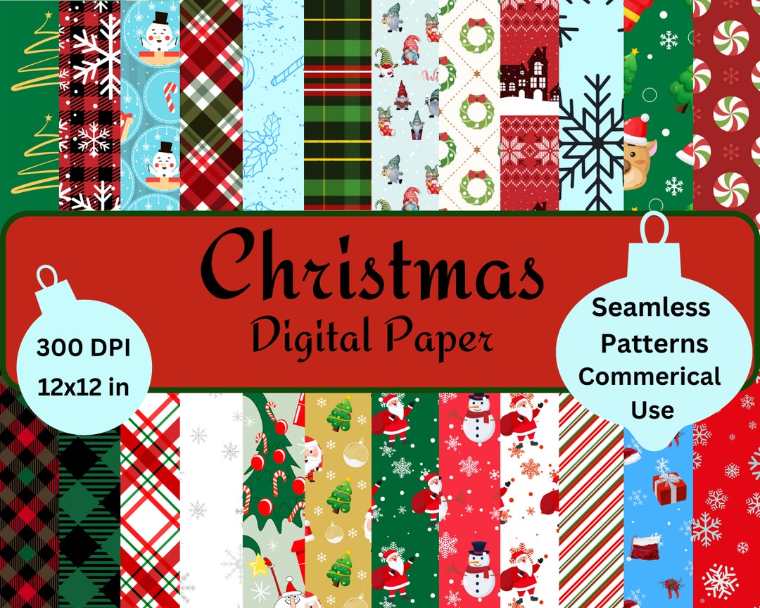 Merry Christmas Digital Paper Bundle, Digital Paper, Christmas Designs ...