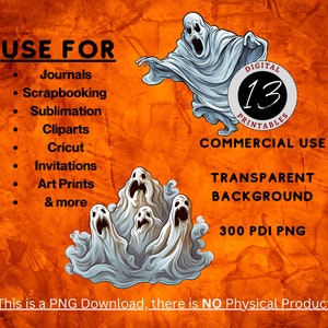 Ghost Bundle Clipart, Halloween Ghost Clipart, Ghost PNG, Halloween ...