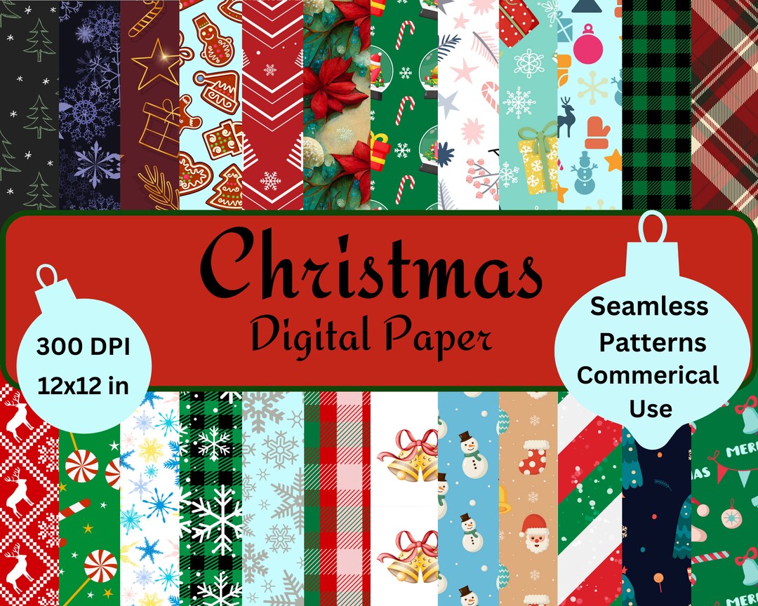 Christmas Patterns Digital Paper Bundle, Digital Paper, Christmas ...
