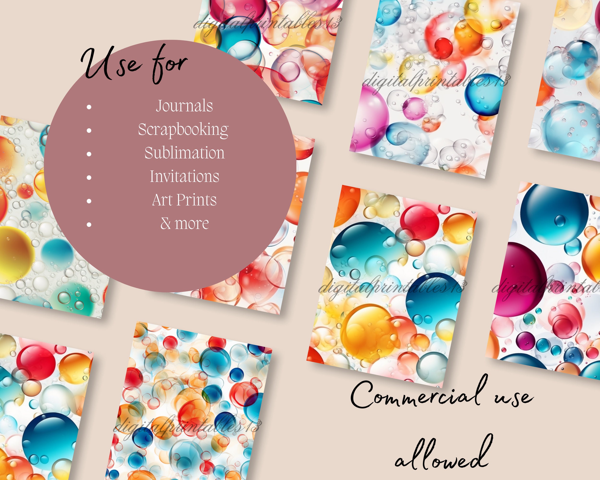 Bubbles Digital Paper PNG, Colorful Bubbles PNG, Digital Download, PNG ...