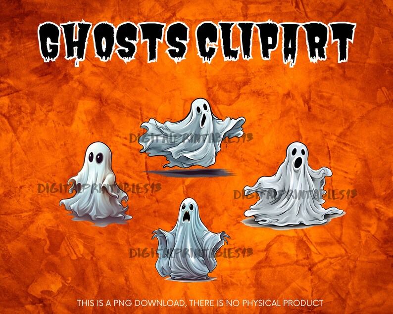 Ghost Bundle Clipart, Halloween Ghost Clipart, Ghost PNG, Halloween ...