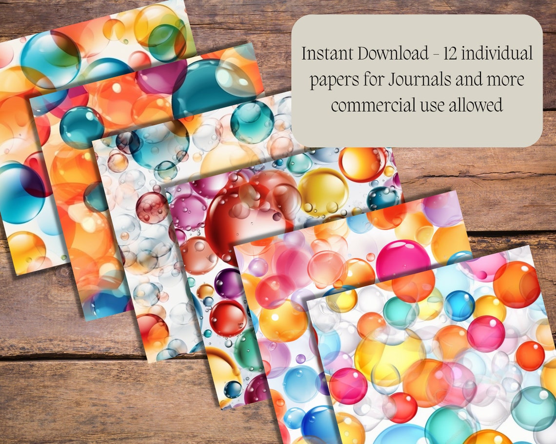 Bubble Digital Paper PNG, Colorful Bubbles, Bubbles Download, Digital ...