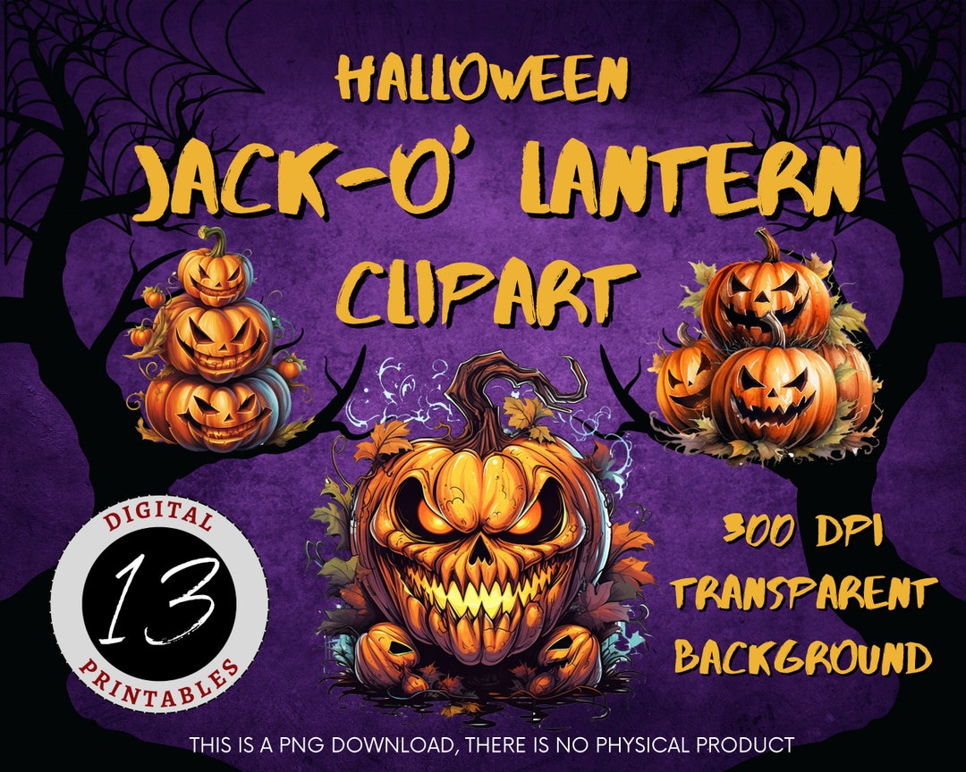 Jack-o' Lantern Bundle Clipart, Halloween Pumpkin Clipart, Halloween ...