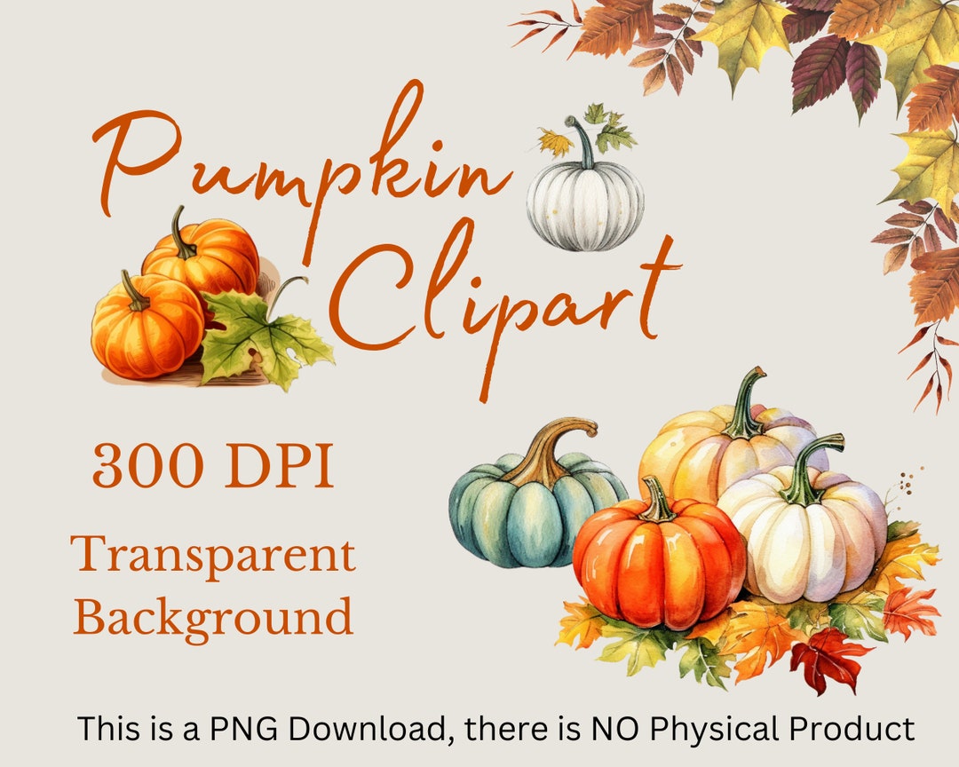 Pumpkins Bundle Clipart, Watercolor Pumpkins, Digital Pumpkins, Pumpkin ...