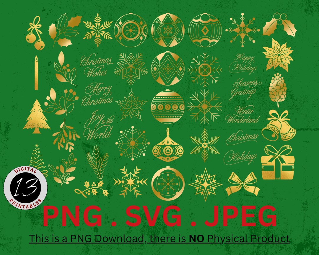 Gold Christmas Svg Gold Svg Digital Christmas Sublimation - Etsy