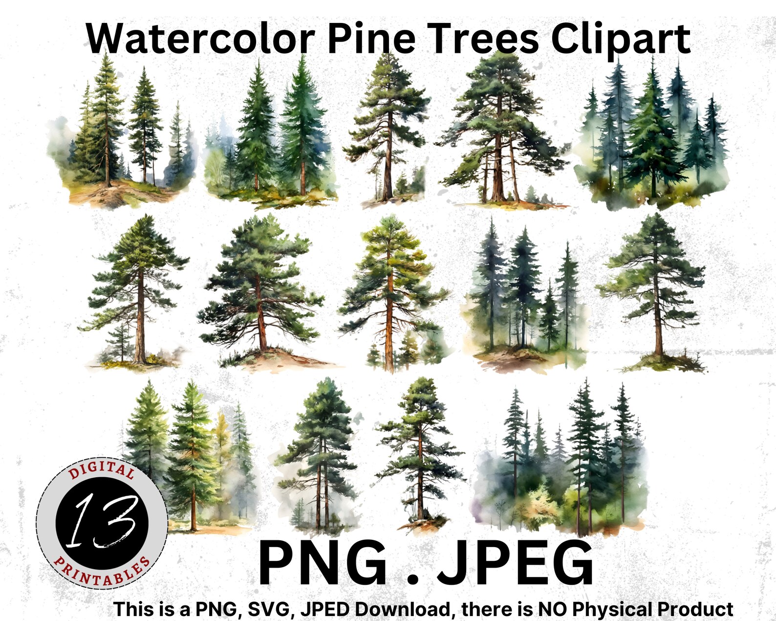 Watercolor Pine Tree Clipart, Tree Bundle, Pine Tree Clipart, Beautiful ...