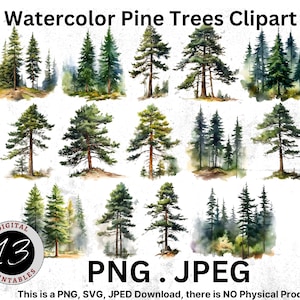 Watercolor Pine Tree Clipart, Tree Bundle, Pine Tree Clipart, Beautiful ...