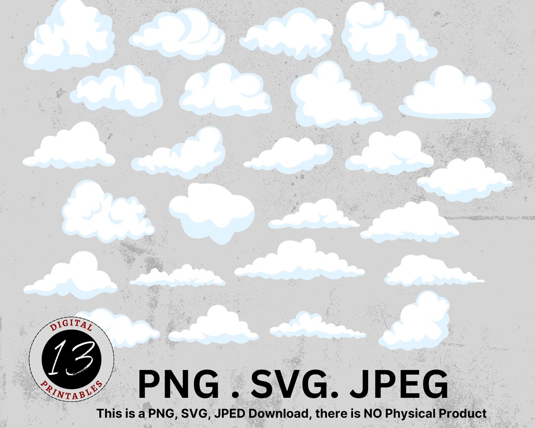 Cloud Clipart Bundle, Digital Clouds, Cloud PNG, Blue Clouds, Clouds ...