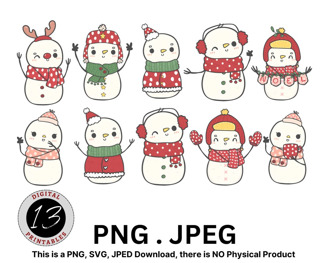 Snowman Bundle PNG, Cute Snowman PNG, Sublimation PNG, Digital Snowman ...