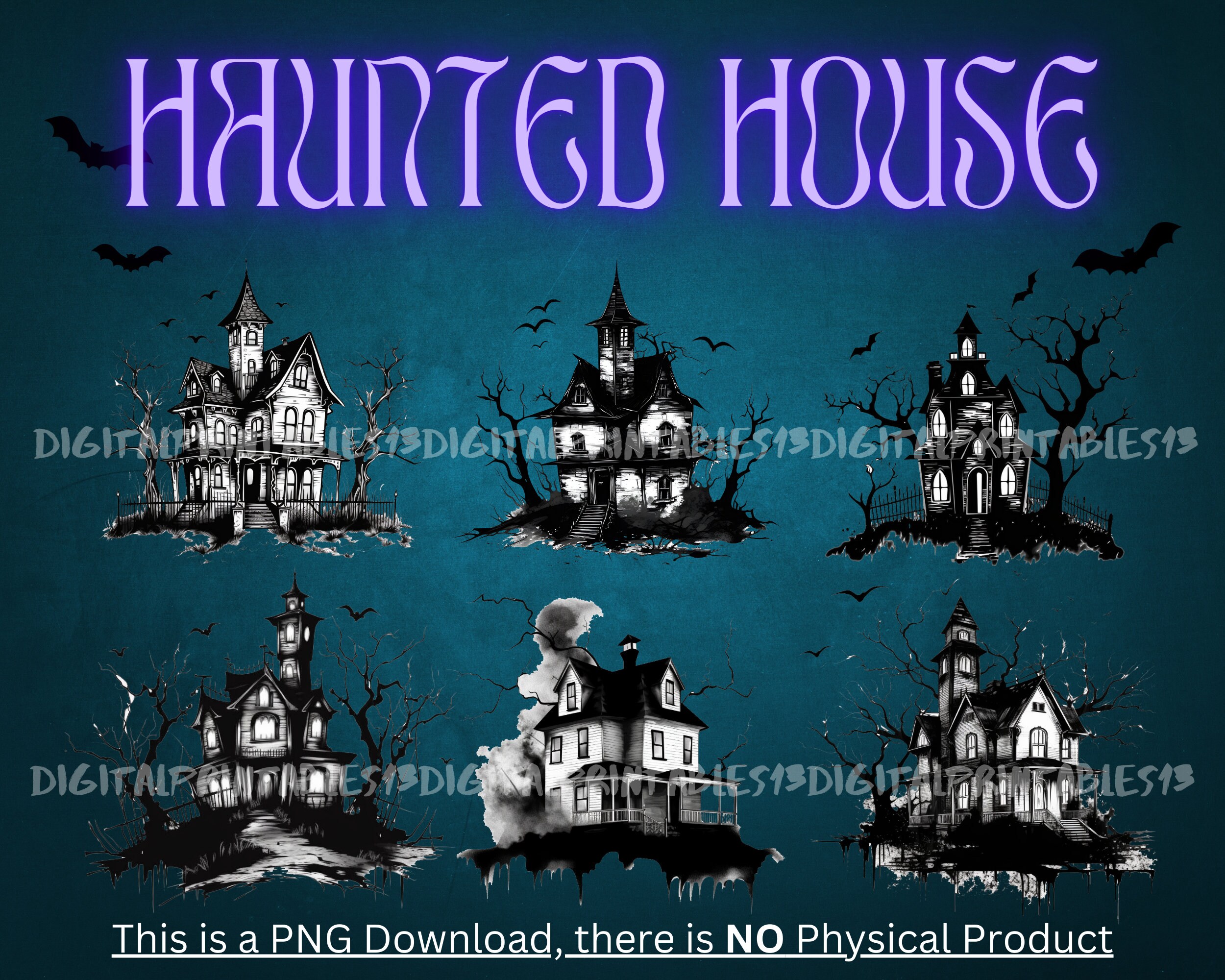 Haunted House Bundle Clipart, Halloween Clipart, Halloween PNG ...