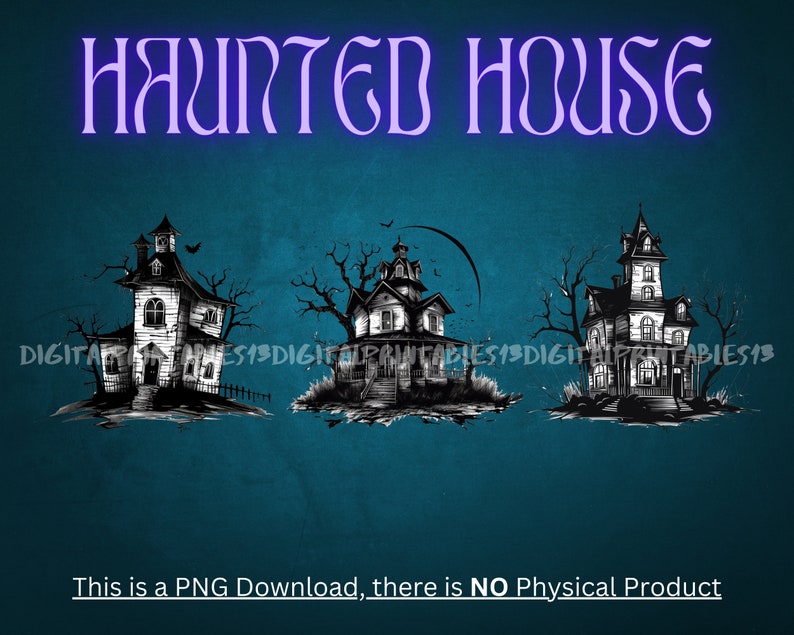 Haunted House Bundle Clipart, Halloween Clipart, Halloween PNG ...