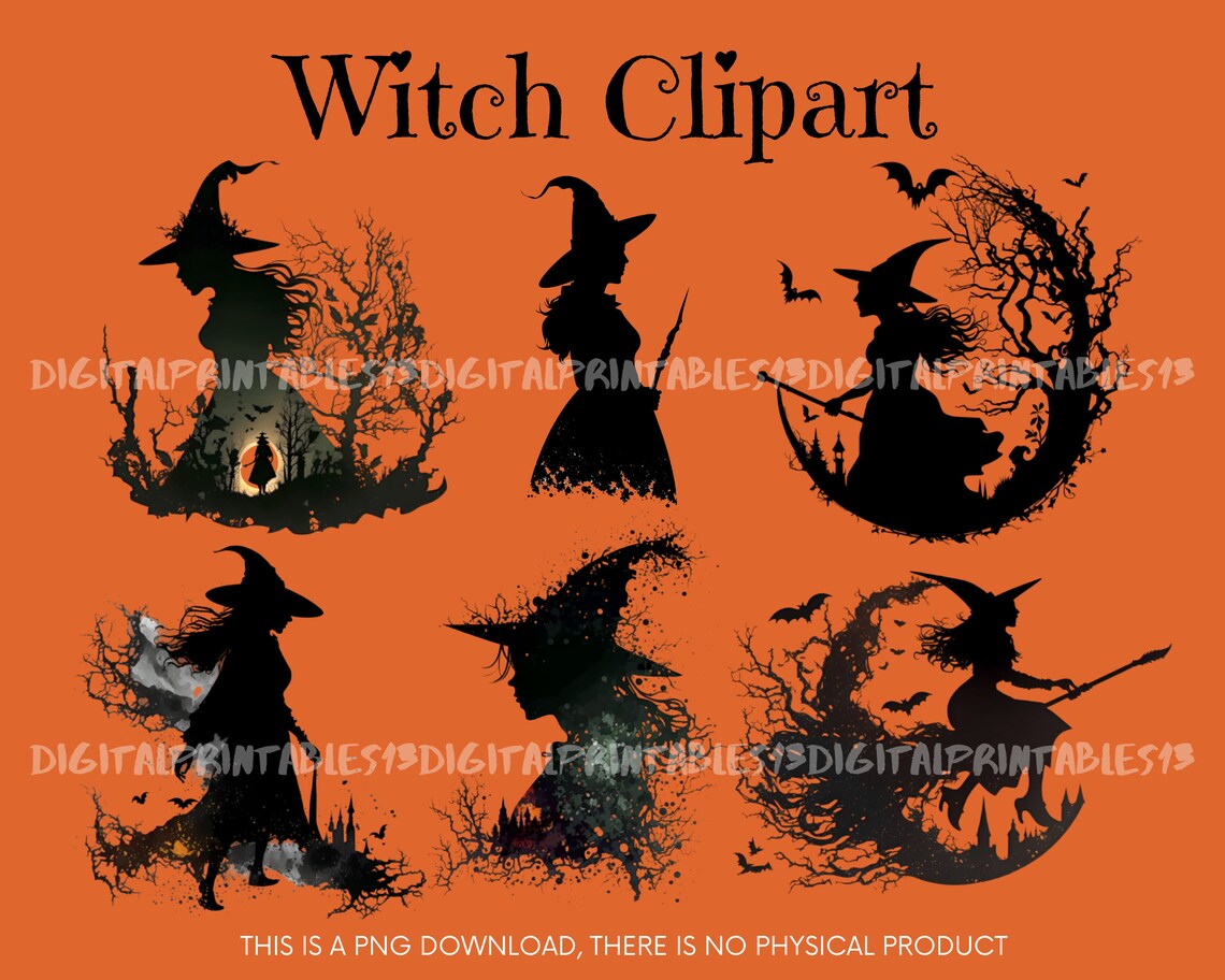 Witch Bundle Clipart, Halloween Witch PNG, Witch Clipart, Witch ...