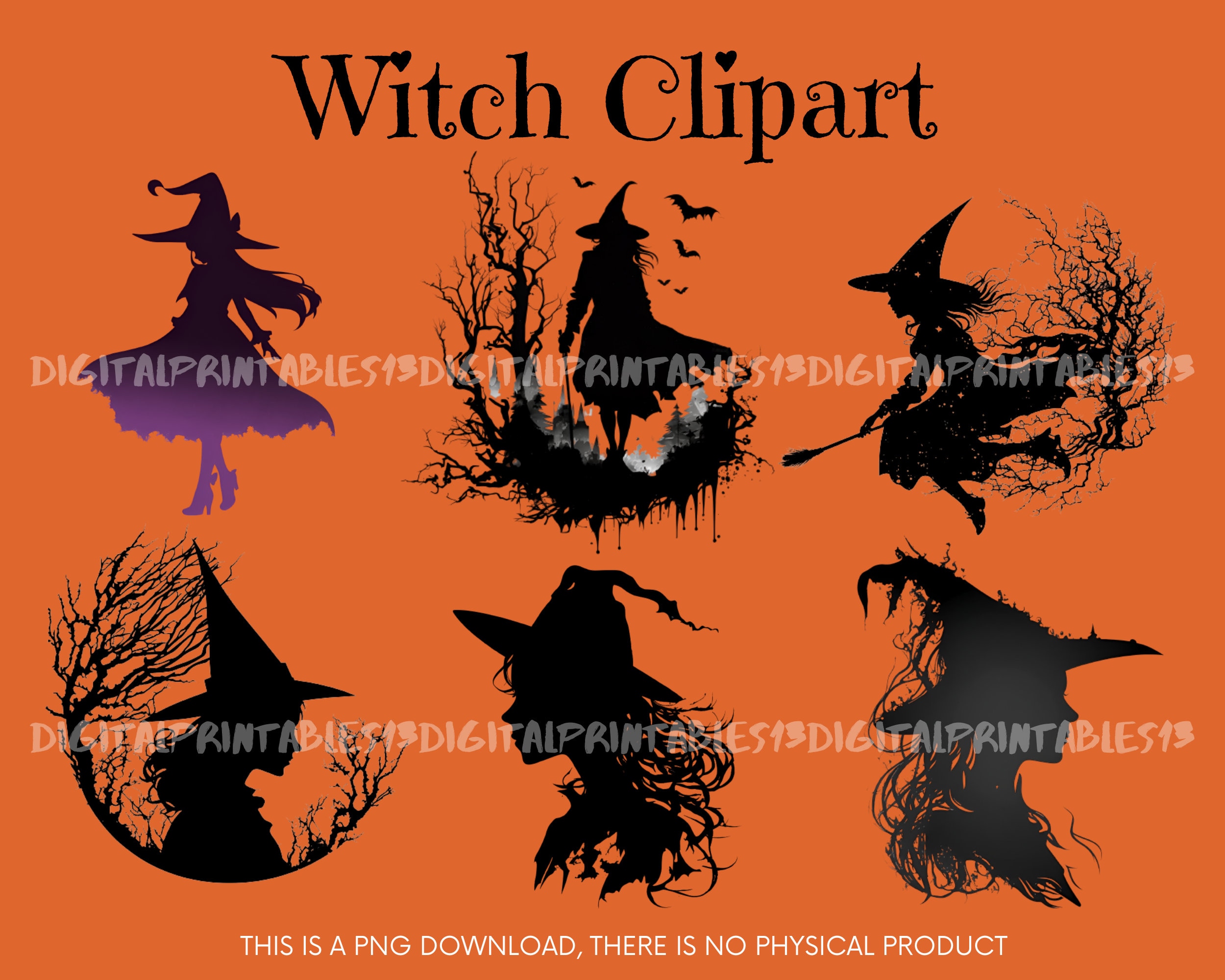 Witch Bundle Clipart, Halloween Witch PNG, Witch Clipart, Witch ...