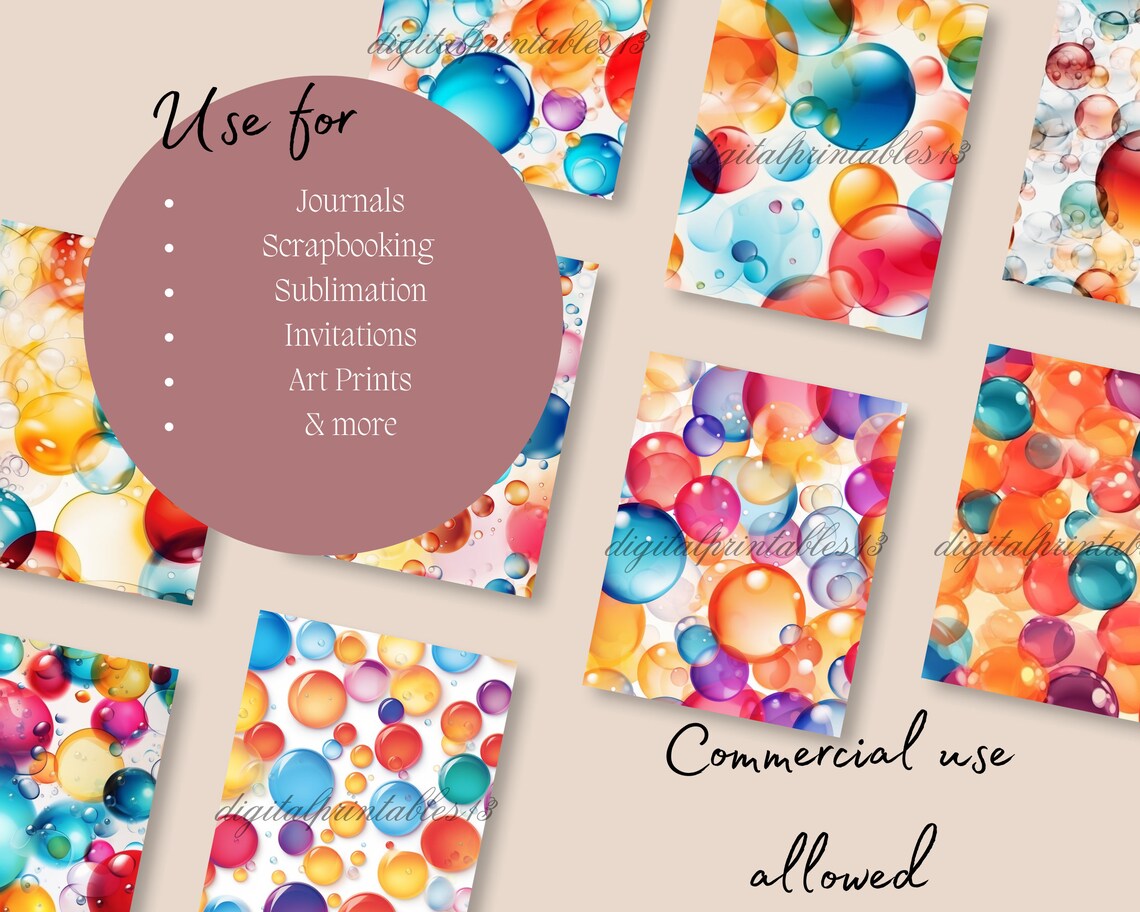 Bubble Digital Paper PNG, Colorful Bubbles, Bubbles Download, Digital ...