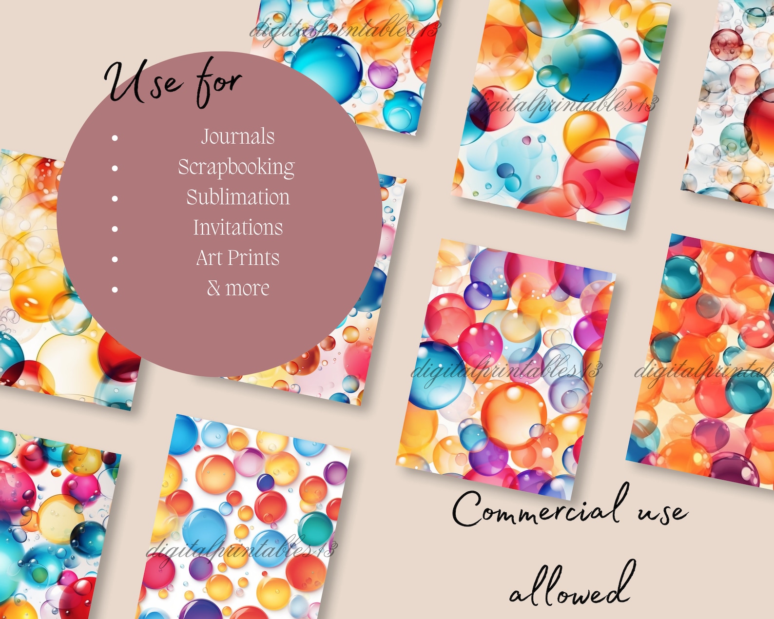 Bubble Digital Paper PNG, Colorful Bubbles, Bubbles Download, Digital ...