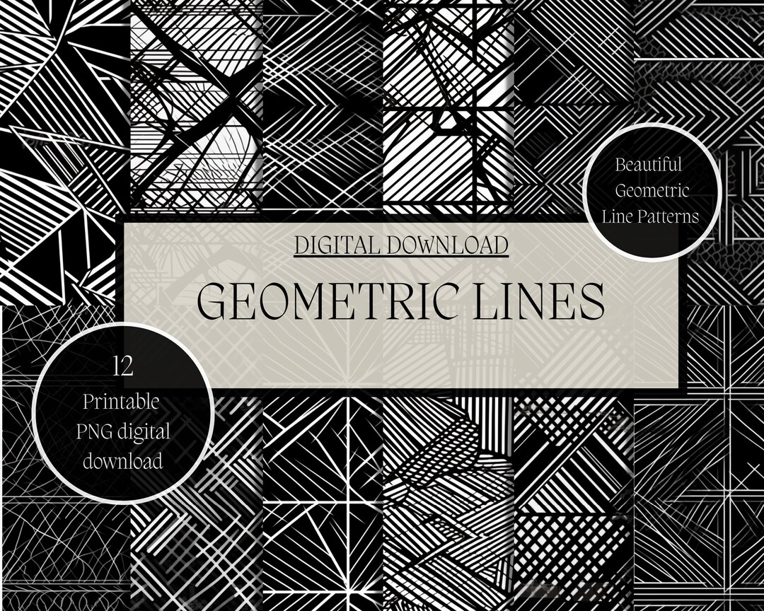 Geometric Line Pattern Digital Paper, Scrapbook Pattern, Digital ...