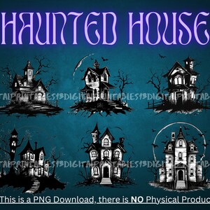 Haunted House Bundle Clipart, Halloween Clipart, Halloween PNG ...