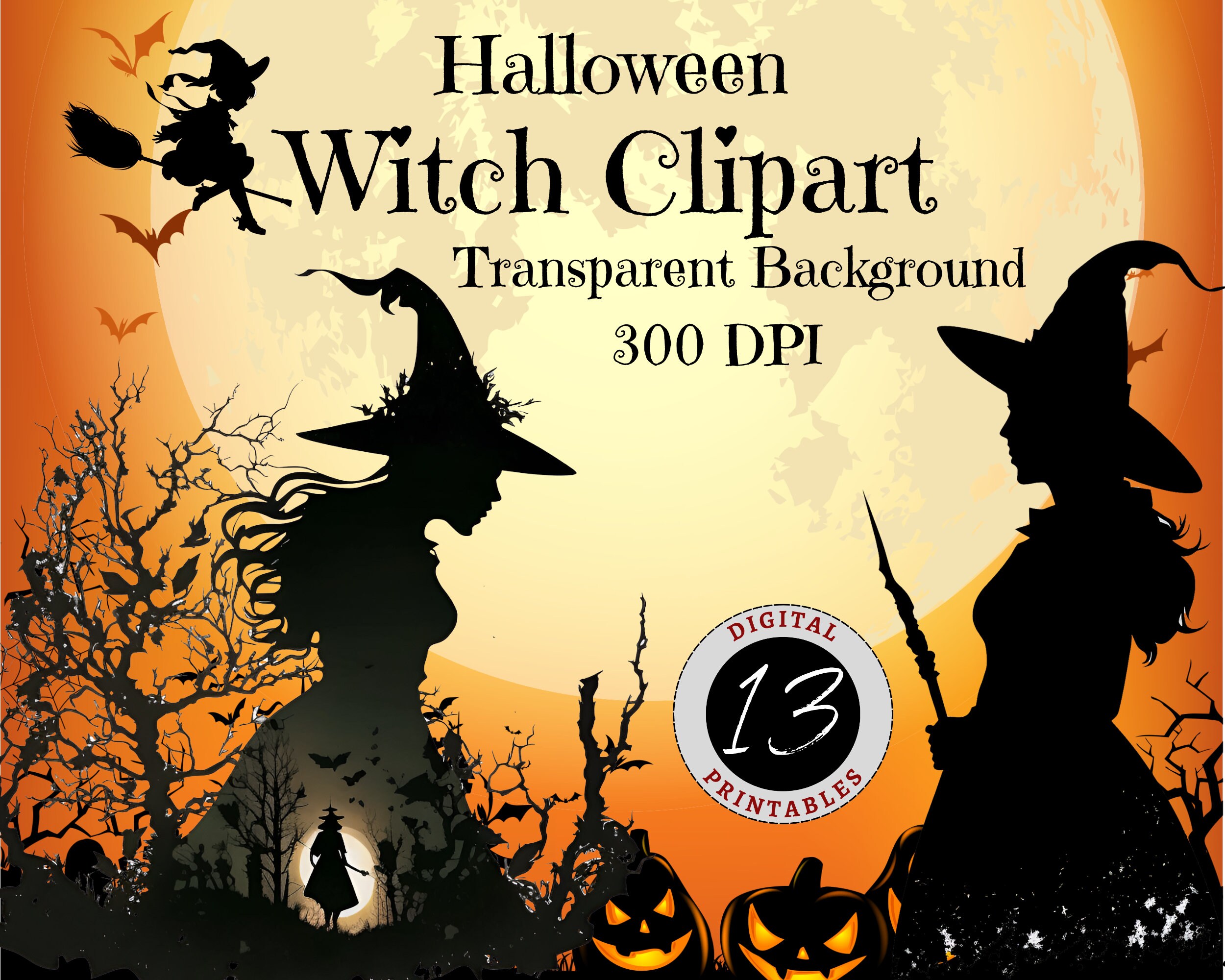Witch Bundle Clipart, Halloween Witch PNG, Witch Clipart, Witch ...