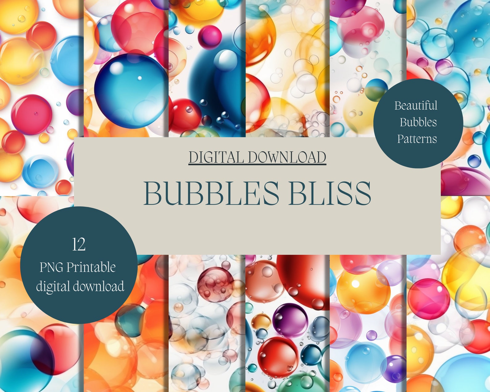 Bubble Digital Paper PNG, Colorful Bubbles, Bubbles Download, Digital ...