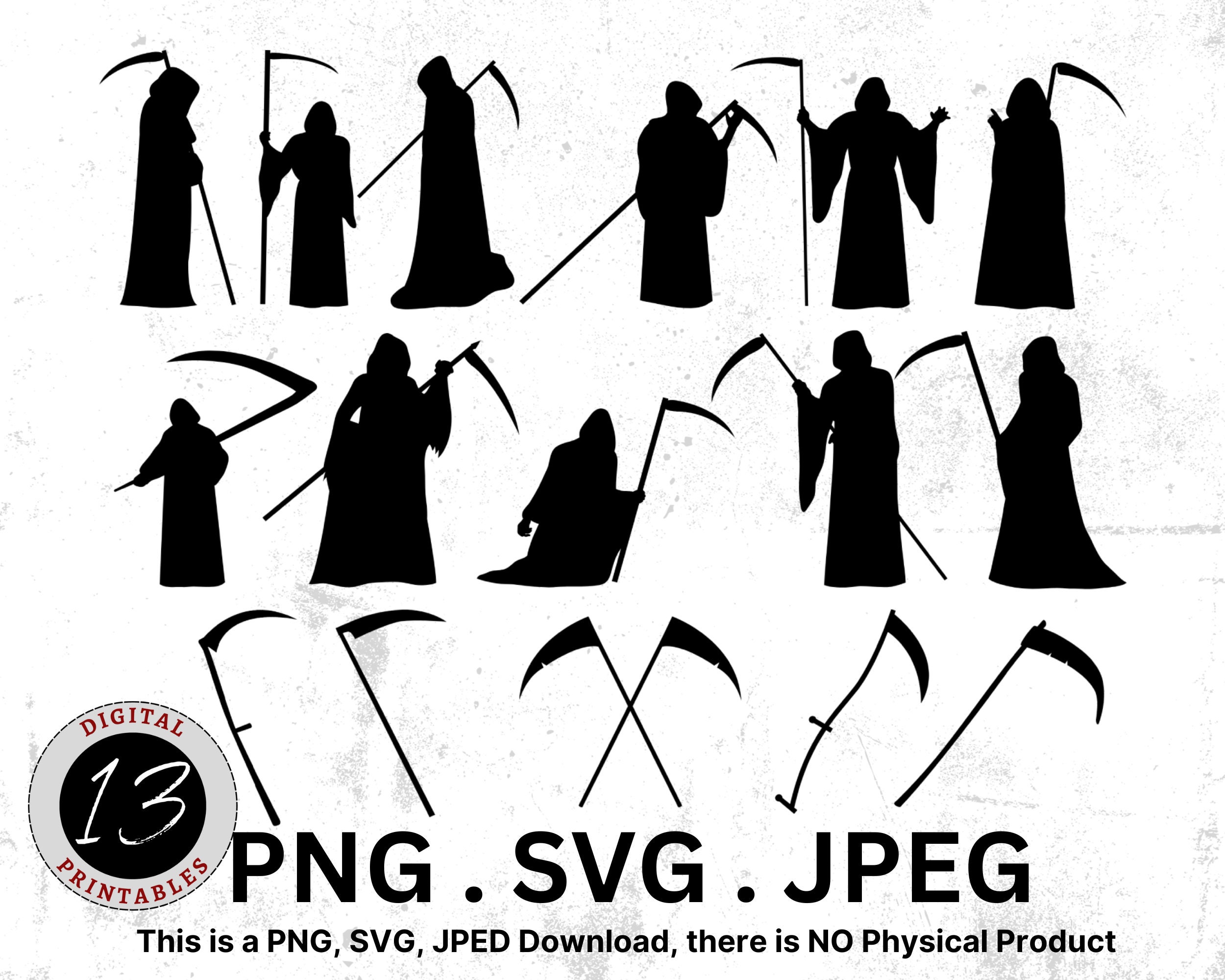 Grim Reaper Bundle Clipart Svg, Grim Reaper Silhouette, Grim Reaper ...
