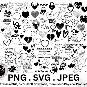 Hearts Clipart Bundle SVG, Heart PNG, Valentines Day Clipart, Valentines Day PNG, Valentines ...