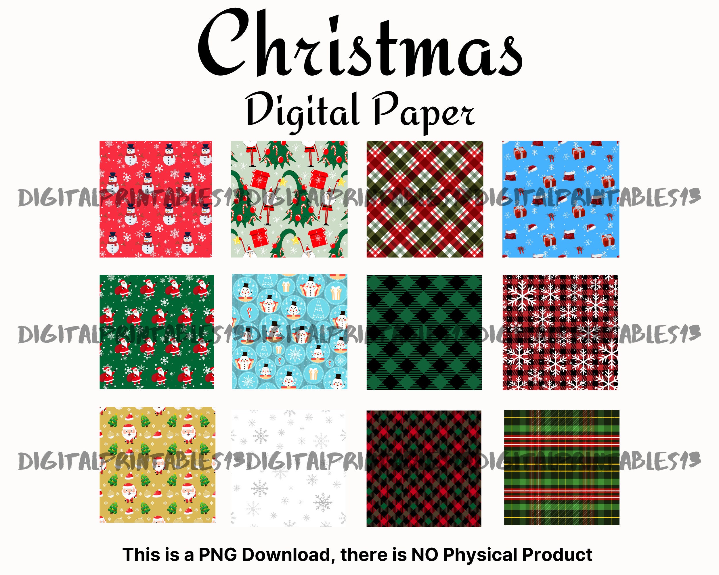 Merry Christmas Digital Paper Bundle, Digital Paper, Christmas Designs ...