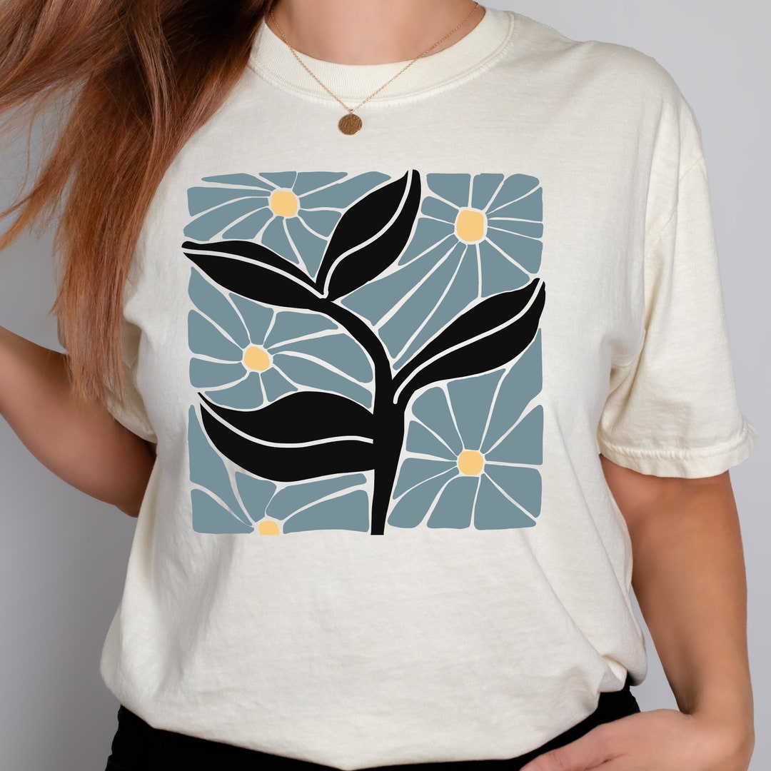 Blue Flower Shirt: Comfort Colors Square Floral Tee - Etsy