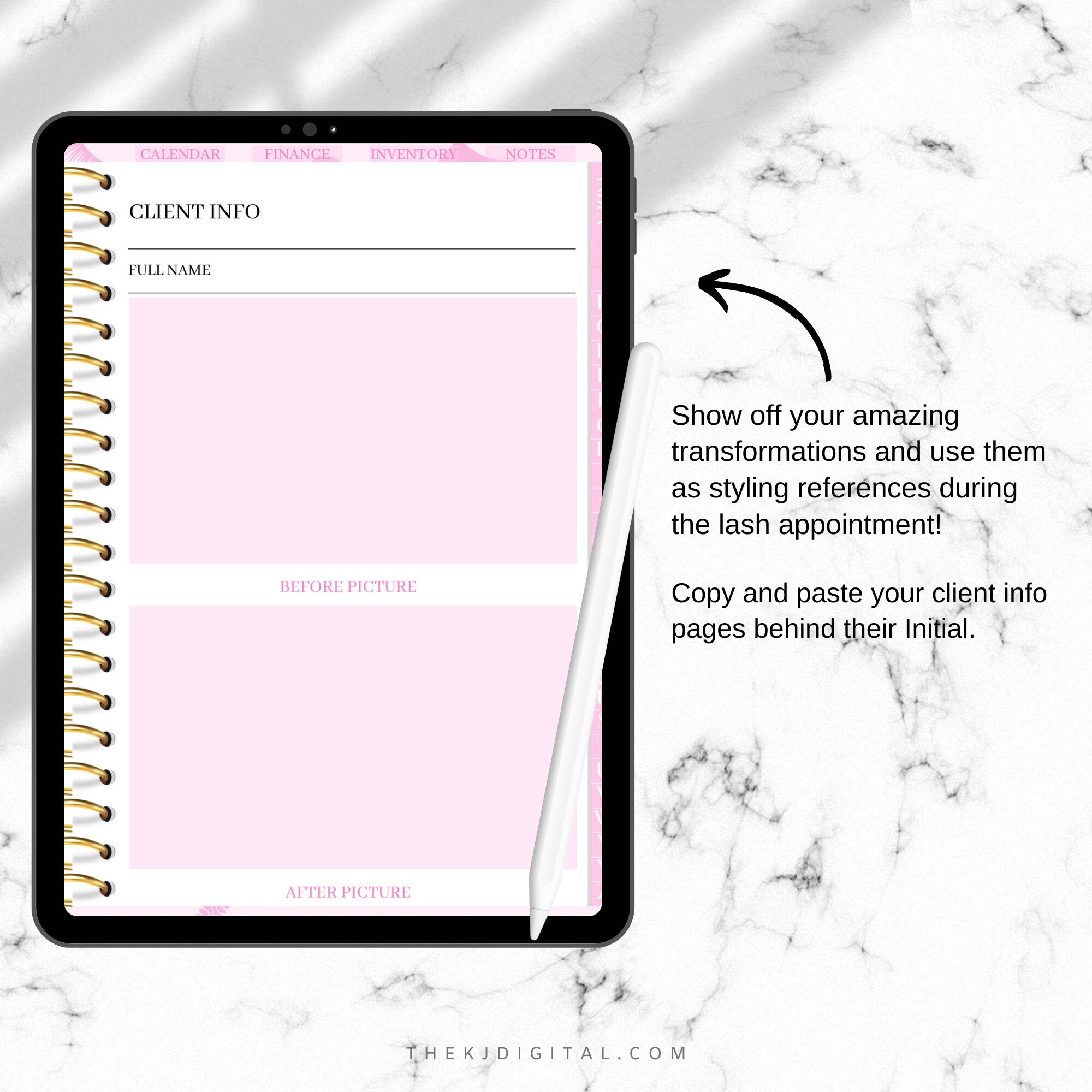 2023 Pink DIGITAL LASH TECH Planner, Client Record Book, Minimalist ...