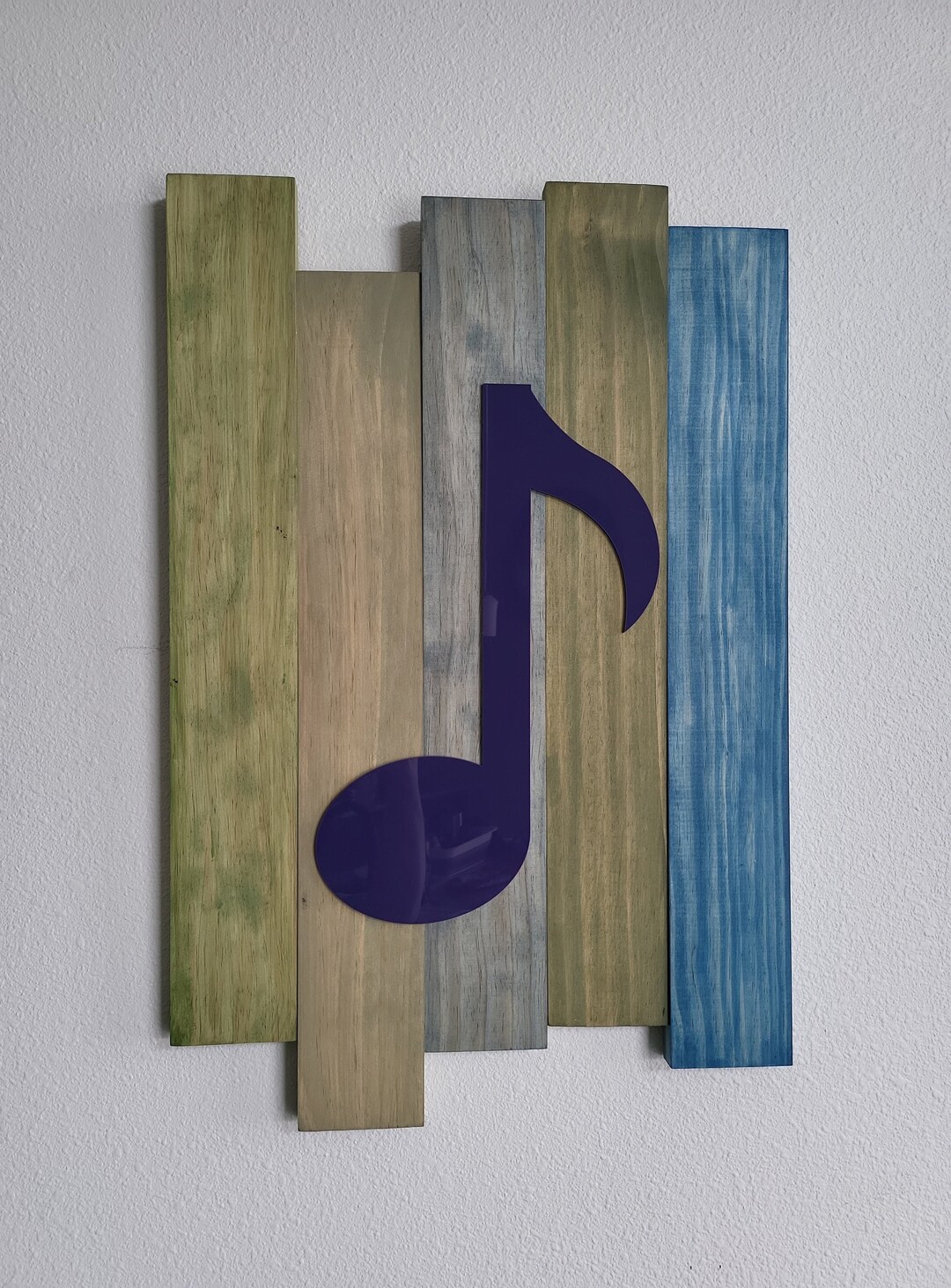 Wood Music Note Art, With 5 Different Stains Used and a Large Acrylic ...