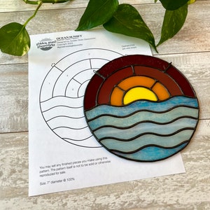 Ocean Sunset Stained Glass Pattern • Stained Glass Patterns • Stained ...